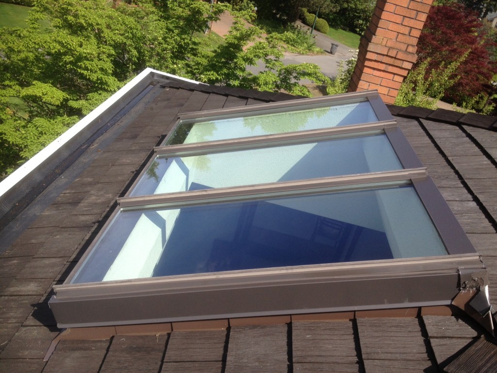 New T-Bar glass skyligt system to replace a leaky old skylight. The ...